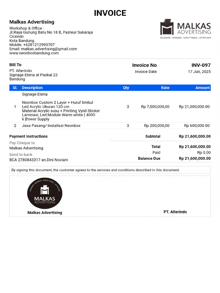 Invoice INV 097 | PDF