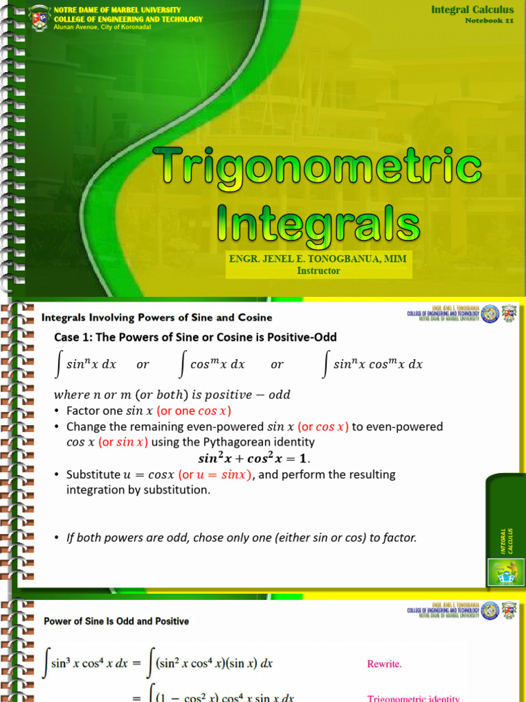 Trigonometric Integrals Guide | PDF | Trigonometric Functions ...