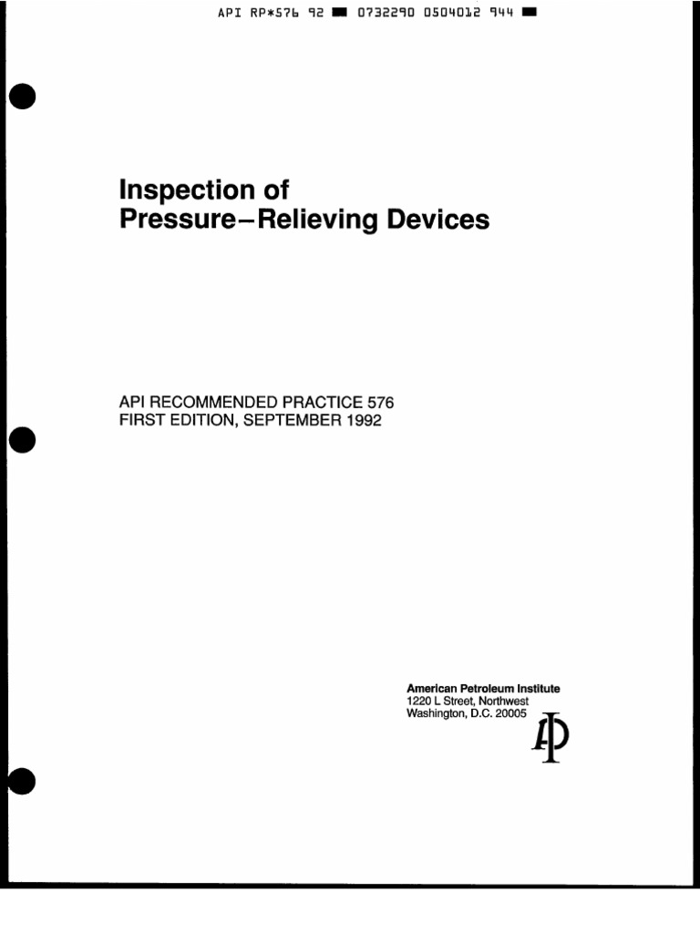 API 576 Inspection of Pressure-Relieving Devices | PDF | Home & Garden
