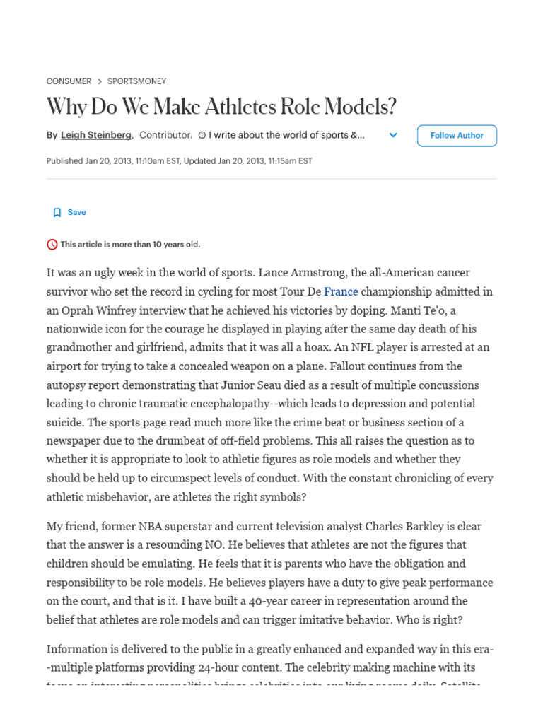 Why Do We Make Athletes Role Models | PDF