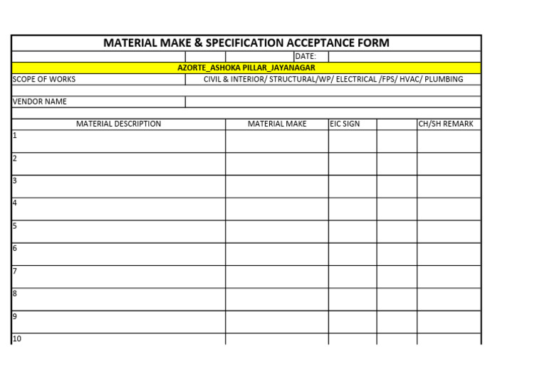 Material Make Form | PDF