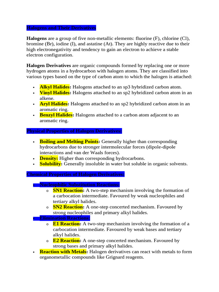 Halogens and Their Derivatives | PDF | Chemical Reactions | Chemistry