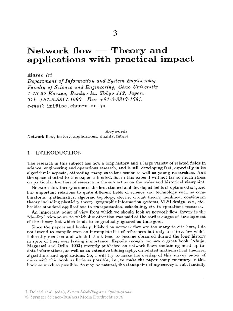 Network Flow - Theory and Applications With Practical Impact | PDF ...