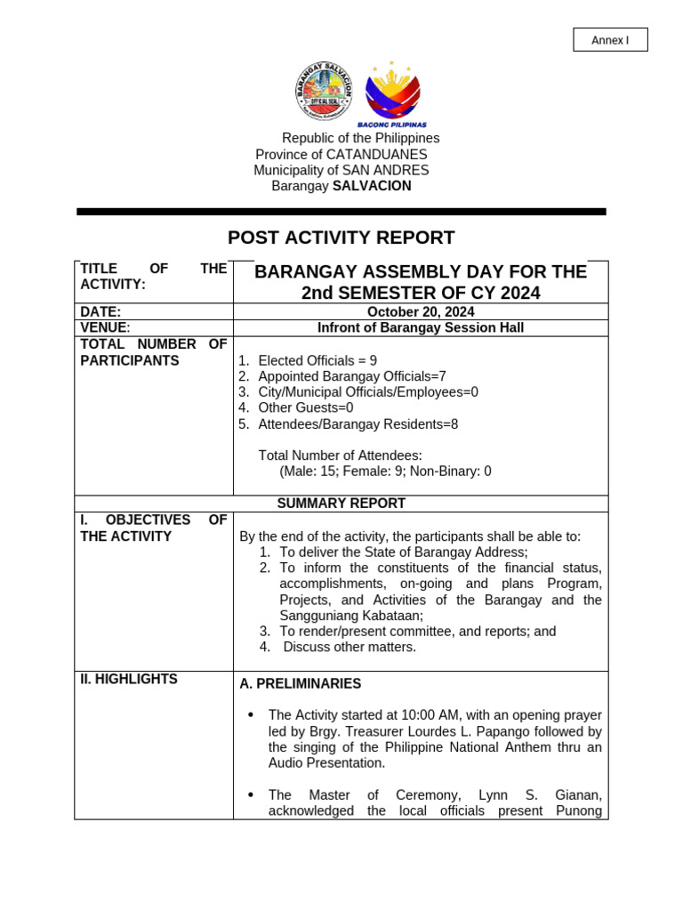 Post Activity Report Template2025 | PDF