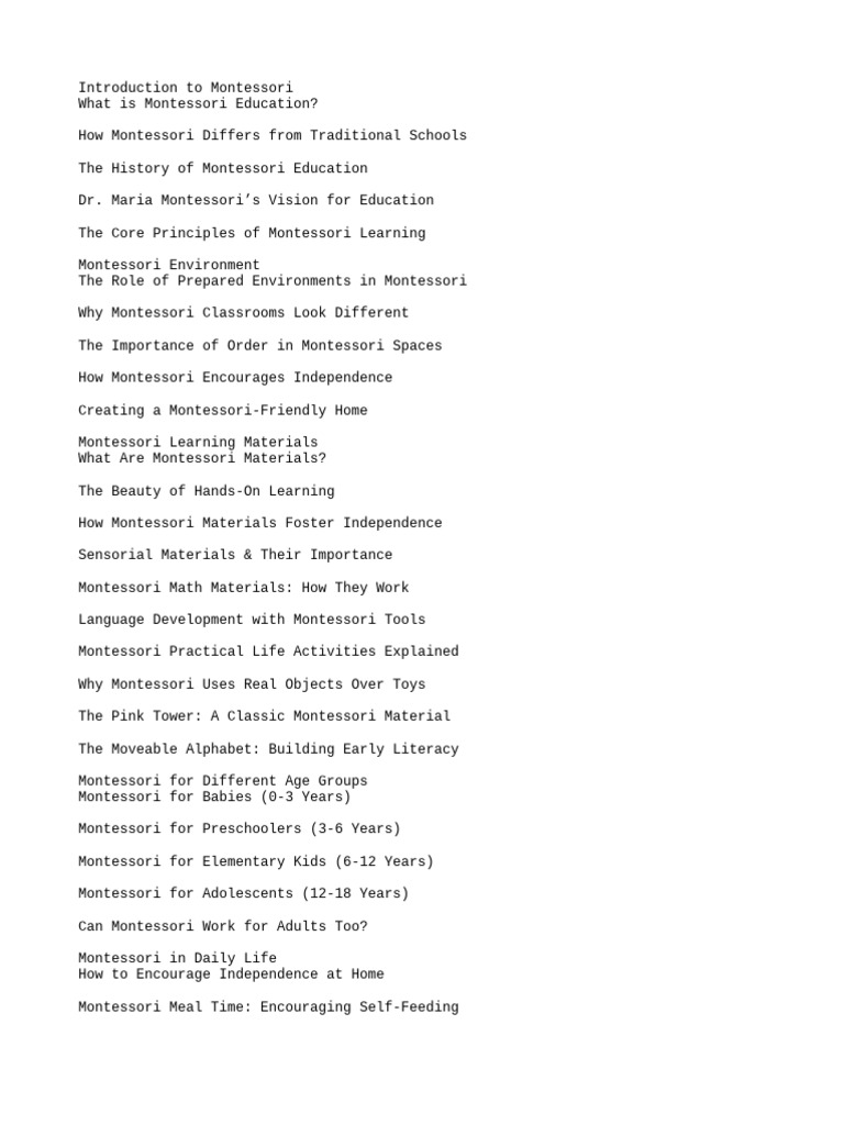 Introduction To Montessori | PDF | Montessori Education | Learning