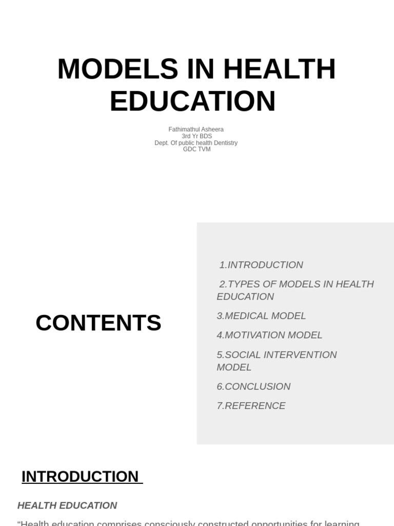 Models in Health Education | PDF | Motivation | Motivational