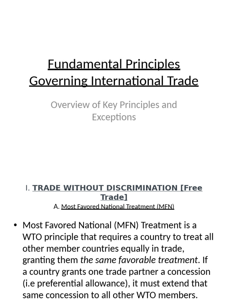 Key Principles of International Trade | PDF | World Trade Organization ...