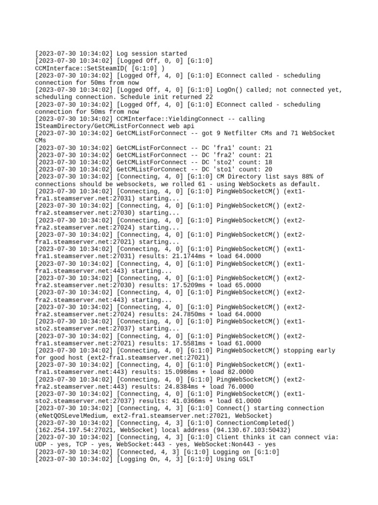 Steam Connection Log Analysis | PDF | Login | I Pv6