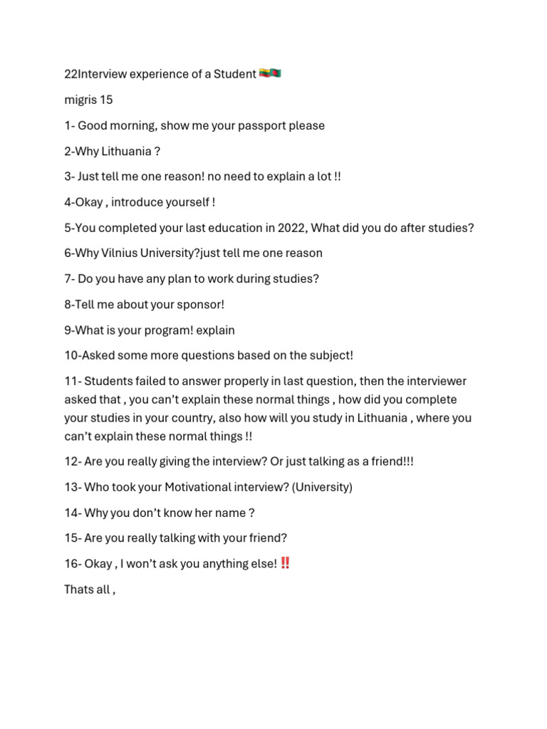 Lithuania TRP Interview Questions Guide | PDF