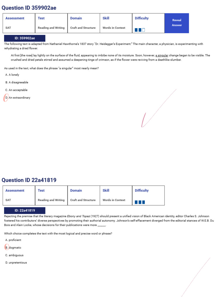 SAT Suite Question Bank - Craft & Structure (No Answers) | PDF | Umami | Taste
