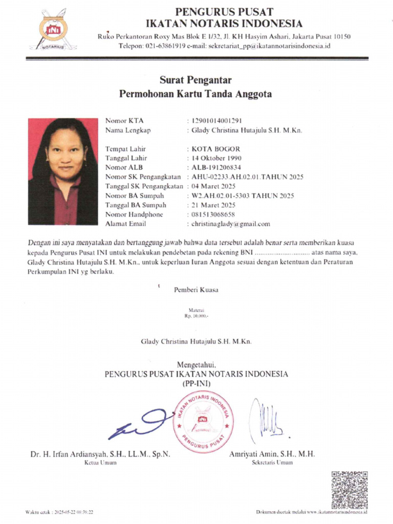 Surat Pengantar Permohonan Kta | PDF