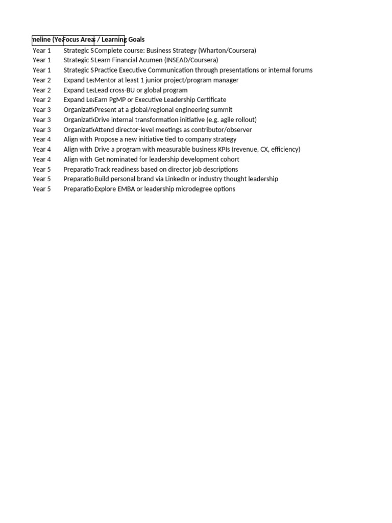 Director Role Roadmap Tracker | PDF