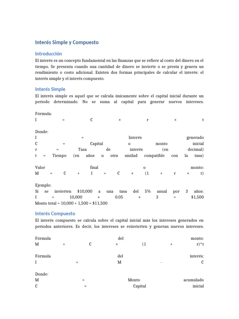Interés Simple vs Compuesto: Claves Financieras | PDF | Interés ...