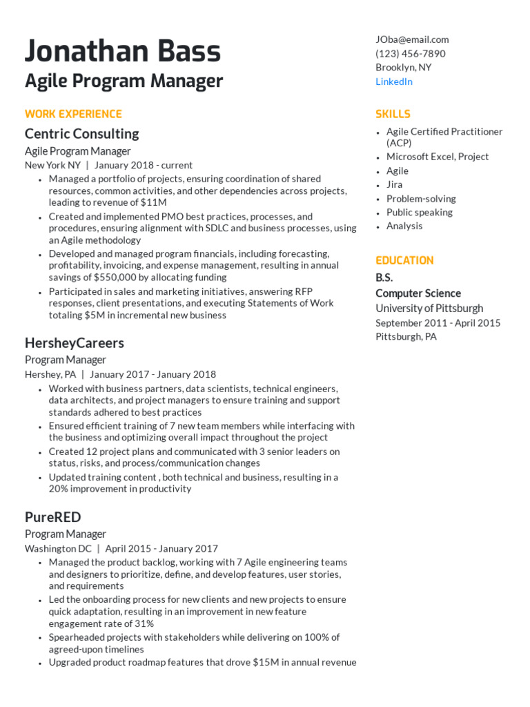 Agile Program Manager Resume Example | PDF | Agile Software Development ...