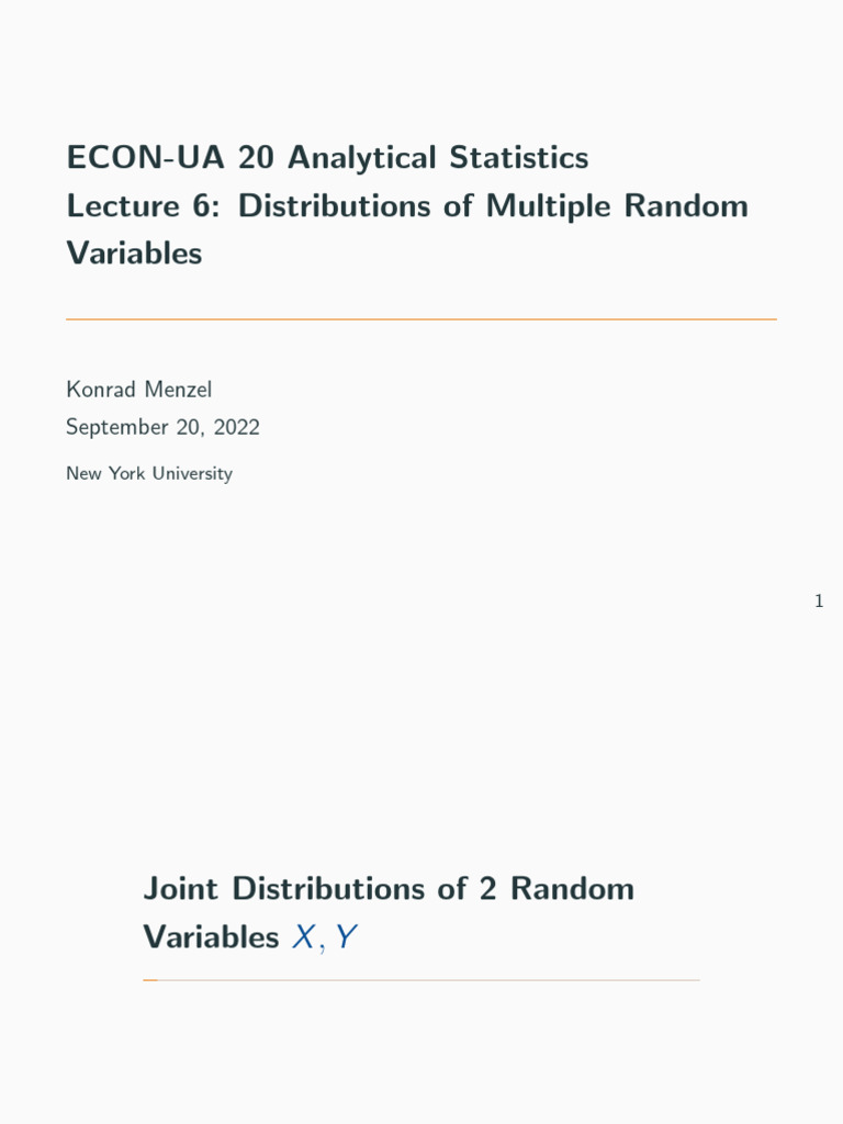 ECON UA20 Lec6 Slides PDF | PDF | Probability Density Function | Statistical Theory