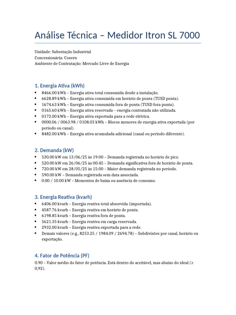 Analise Medidor Itron SL7000 | PDF