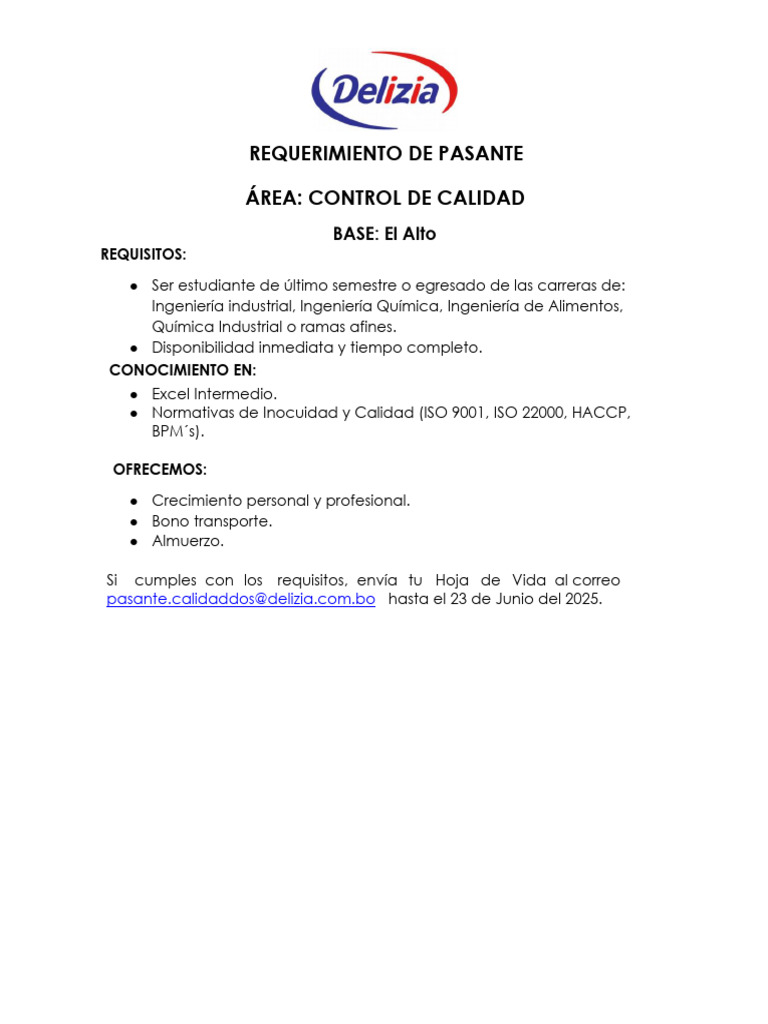 Requerimiento de Pasantes 2-2025 | PDF