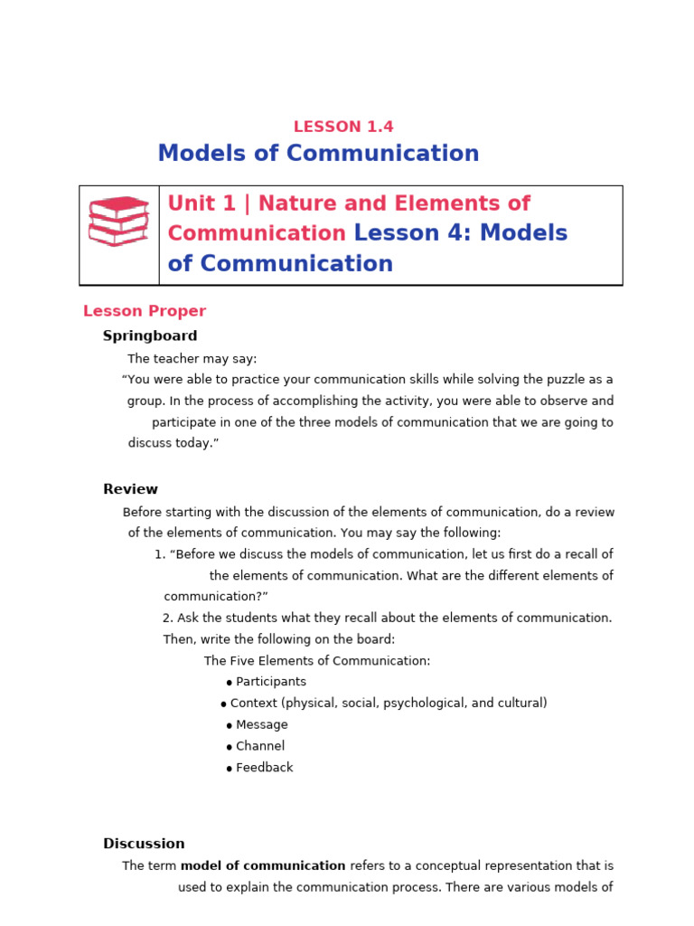ME EngOCC 11 Q1 0104 - TG - Models of Communication | PDF ...