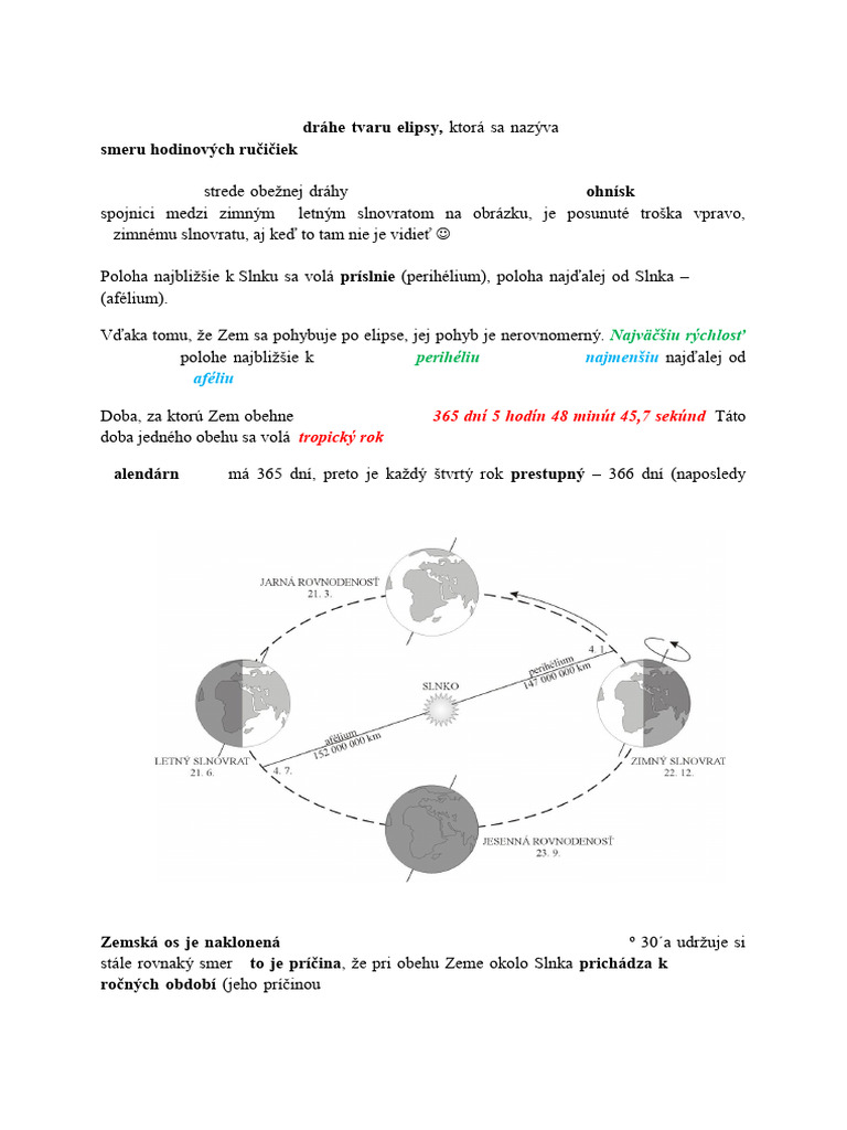 1.obeh Zeme Okolo Slnka | PDF