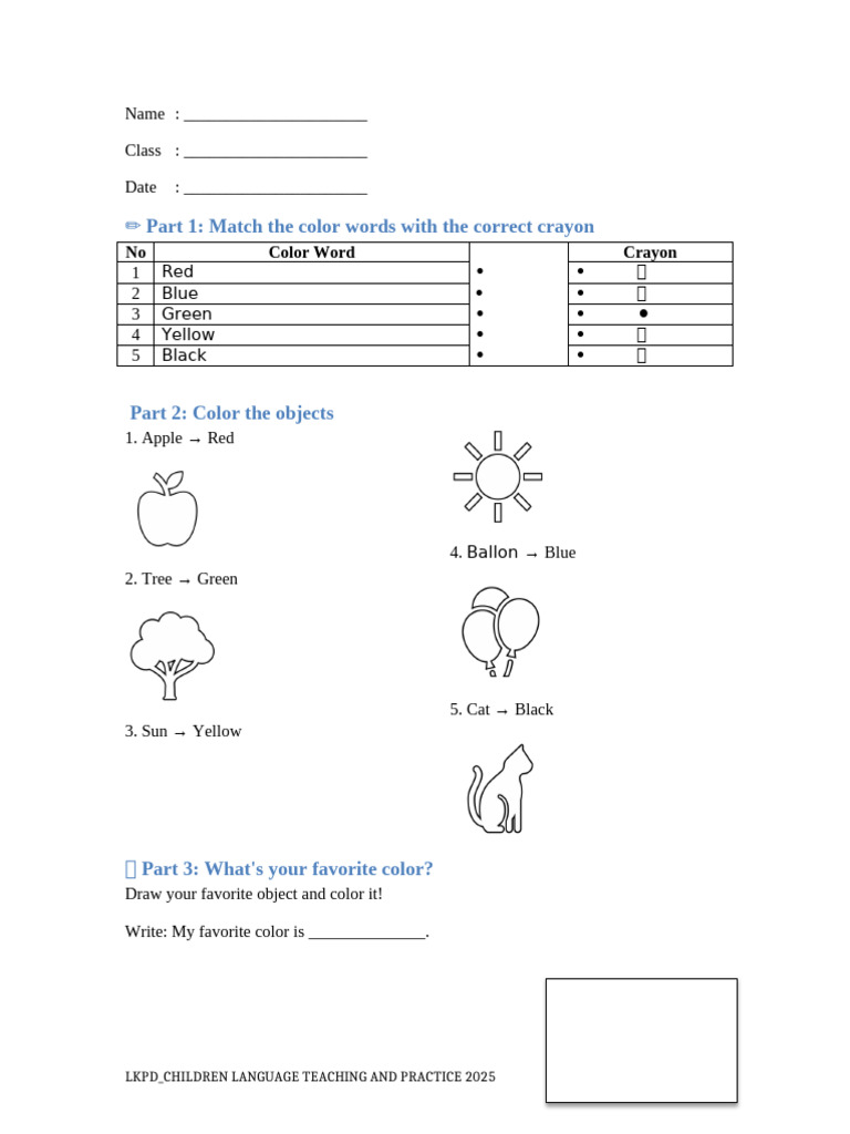 Colors Worksheet Grade2 | PDF