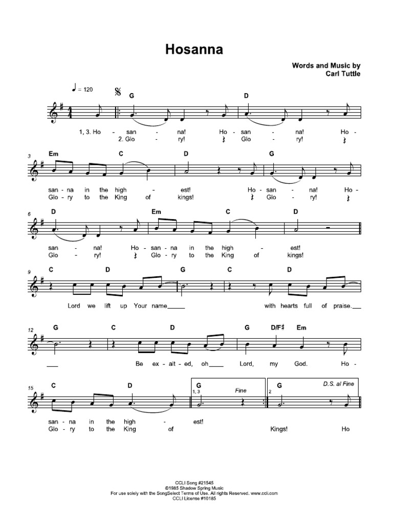 Hosanna Lord We Lift Up Your Name | PDF