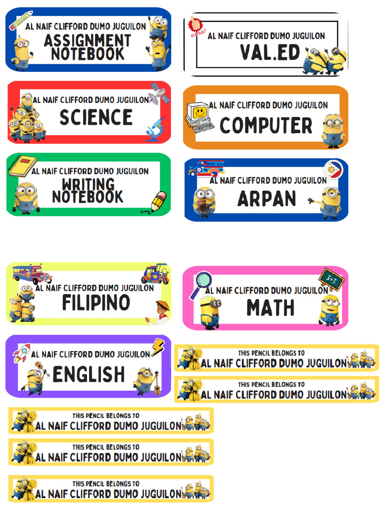 Yellow Colorful Simple Student Name Label | PDF