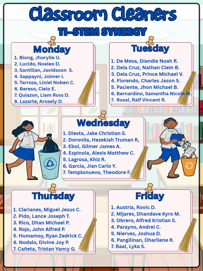 Classroom Cleaners Poster in Illustrative Background | PDF