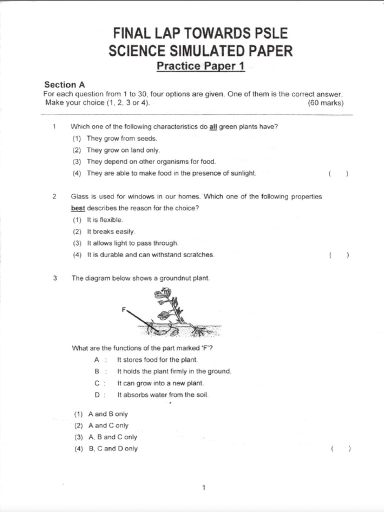 Final Lap Towards Psle Science Simulated Exam Papers | PDF