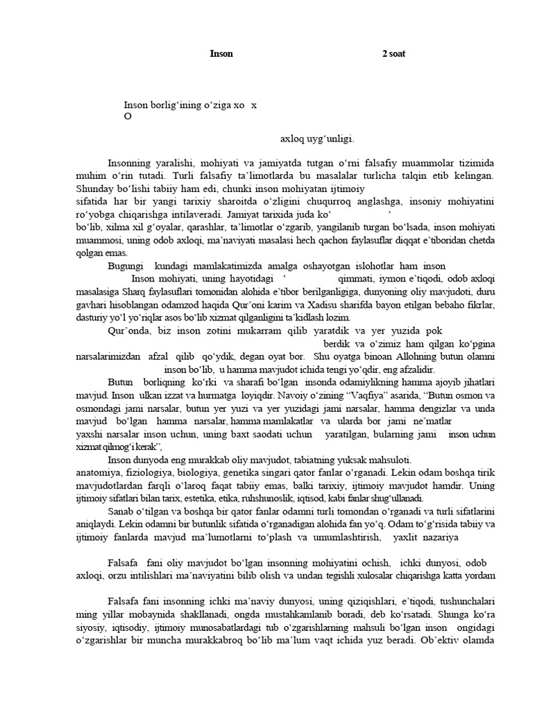 #9 Inson Falsafasi | PDF