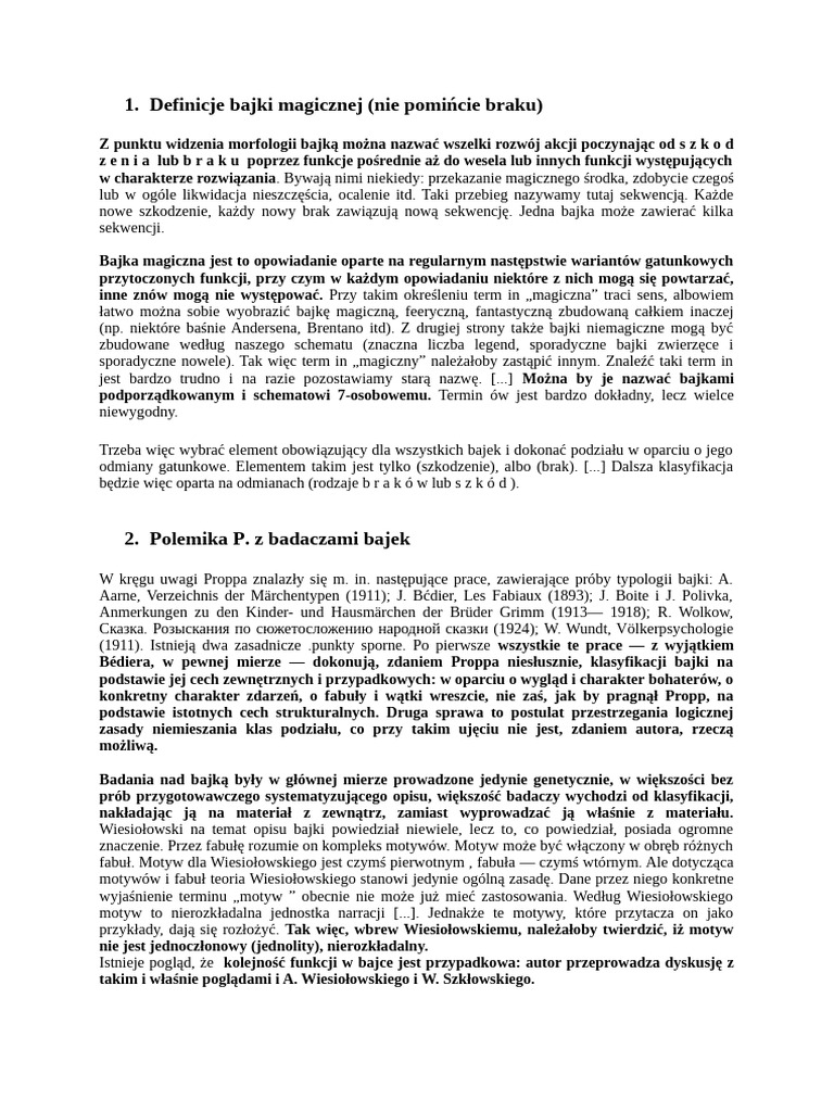 Morfologia Bajki PROPP | PDF
