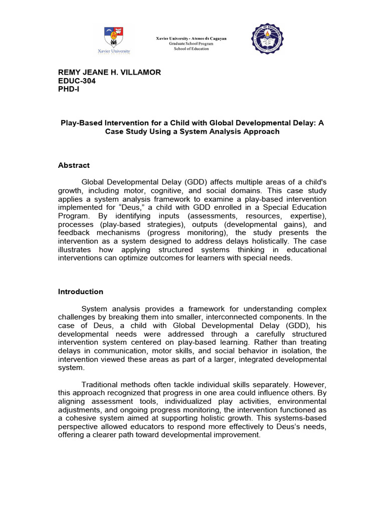 Play-Based Intervention for GDD Child | PDF | System | Developmental ...