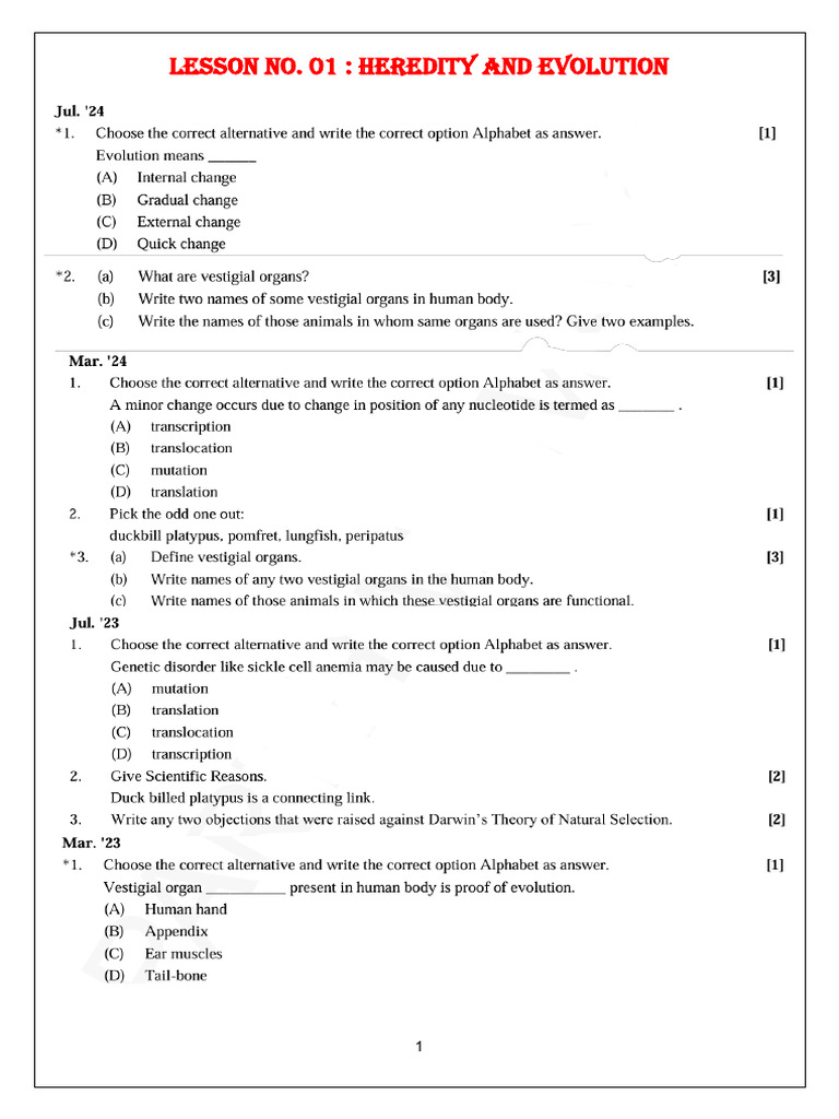 Lesson No. 01: Heredity and Evolution | PDF