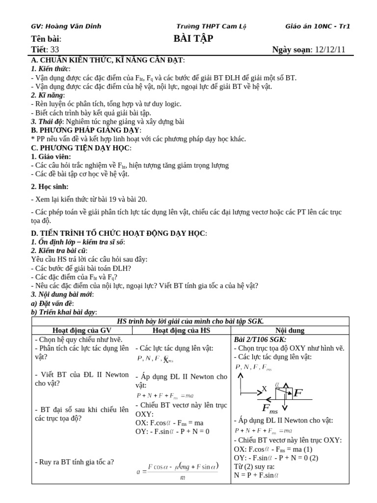 Tiet 33. Bai Tap | PDF