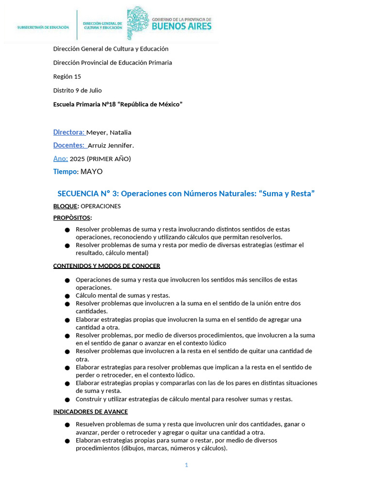 Sec Mat Mayo (Primer Año) | PDF | Maestros | Educación primaria