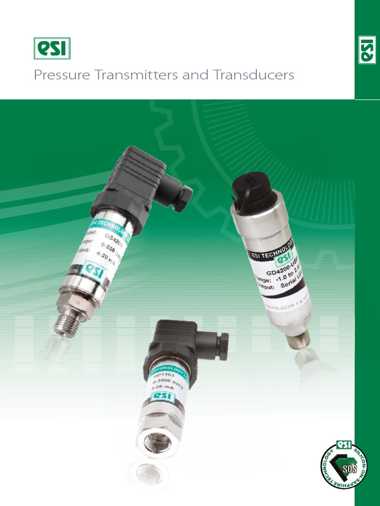Esi Pressure Transmitter Transducer Catalogue | PDF | Electrical Engineering | Electricity