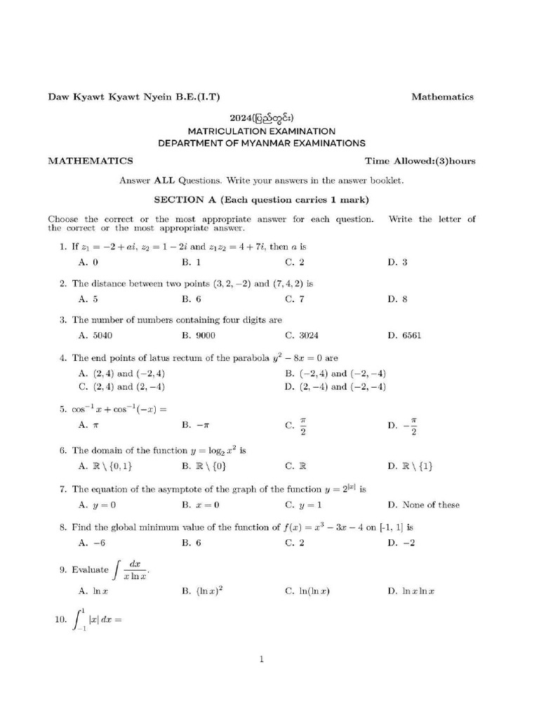 2024 Maths Q&A | PDF