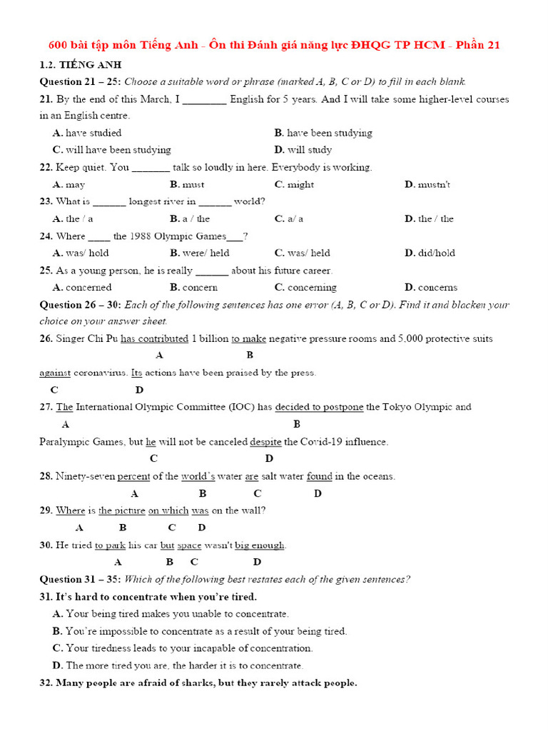 600 Bai Tap Mon Tieng Anh On Thi Danh Gia Nang Luc DHQG TP HCM Phan 21doc 1600 PDF - Gdrive.vip ...