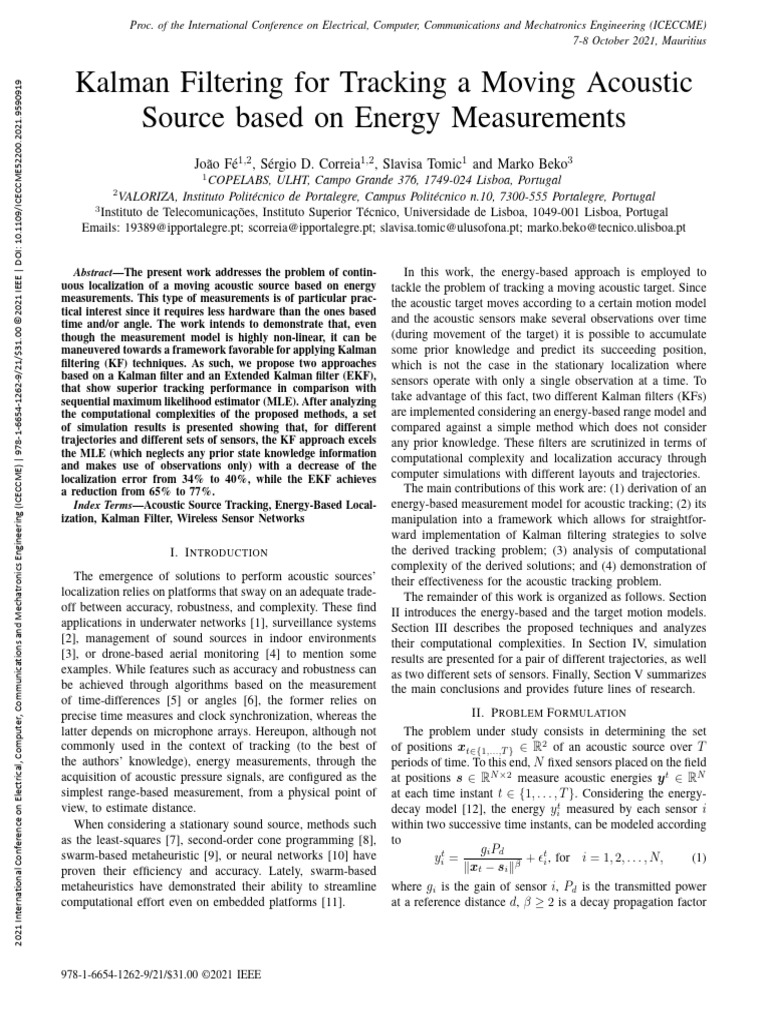 Fé 等 - 2021 - Kalman Filtering for Tracking a Moving Acoustic Source ...
