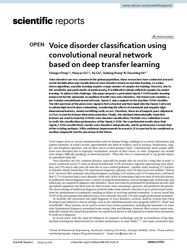 Voice Disorder Classification with CNN SVM | PDF | Sampling (Signal ...