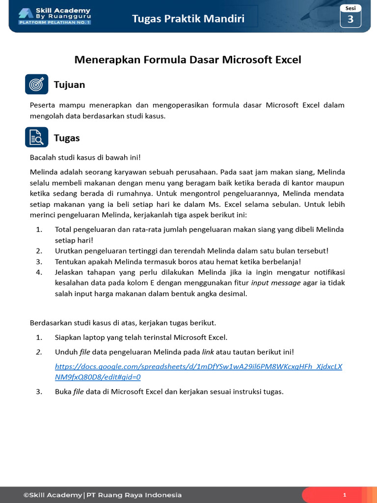 TPM 1 Mengunakan Formula Excel Sederhana - Ilham Agus Prasetio | PDF