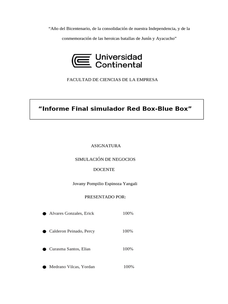Informe Final Simulador Red Box-Blue Box | PDF | Innovación ...