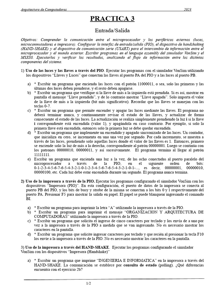 Practica 3 Arq. | PDF | Programa de computadora | Programación