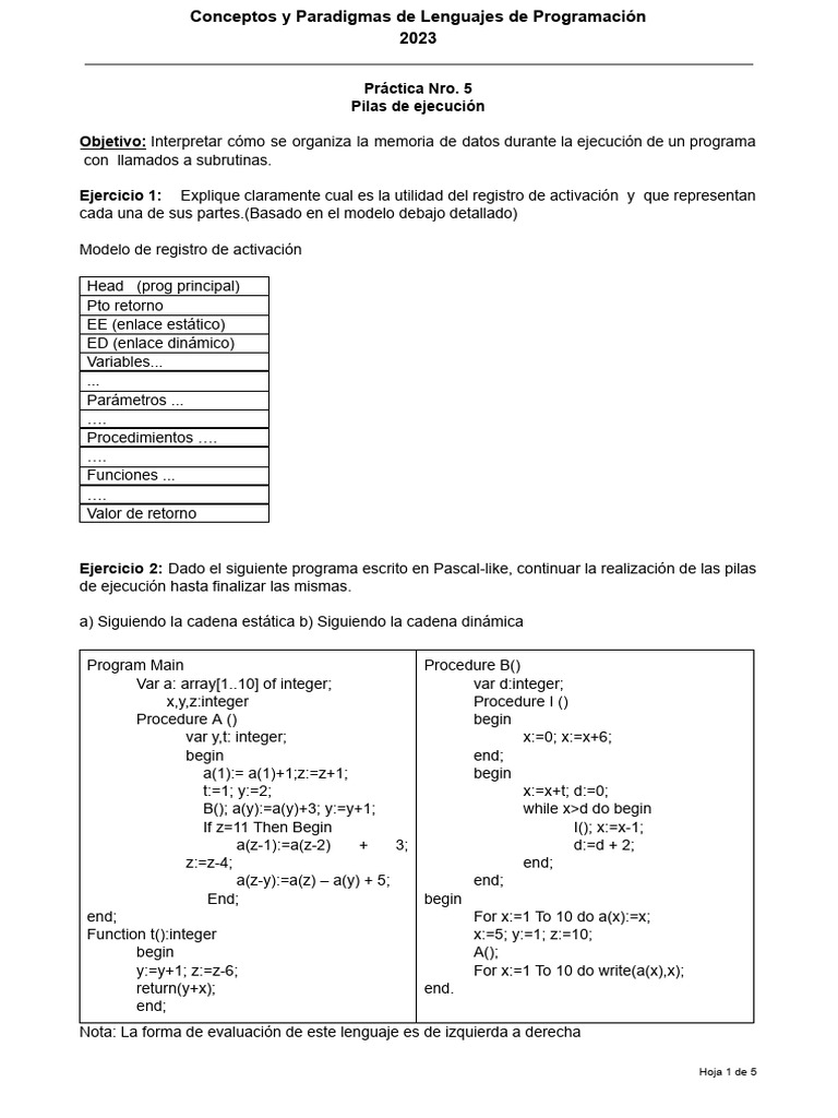 Practica5 2023 | PDF | Lenguaje de programación | Ingeniería Informática