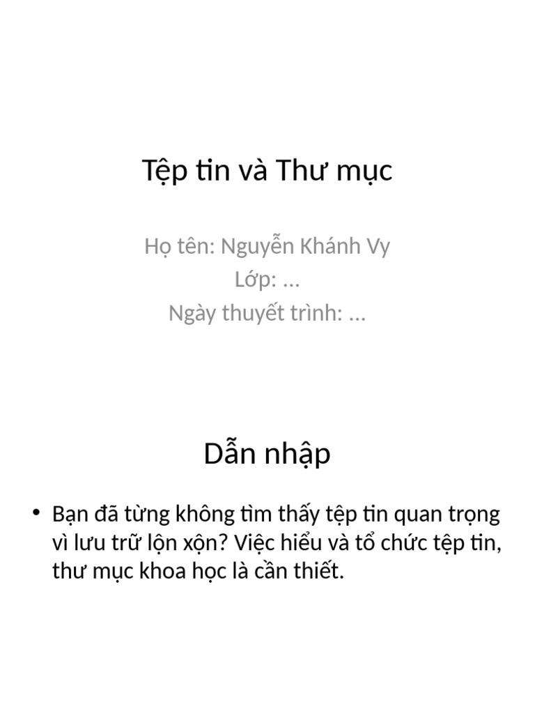 Thuyet Trinh Tep Tin Thu Muc | PDF