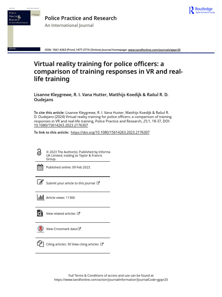15 - Virtual Reality Training For Police Officers A Comparison of ...