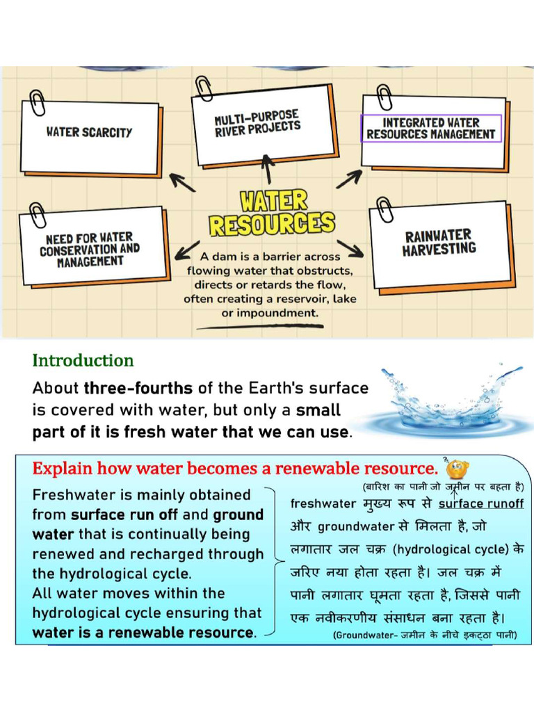 Water Resource Notes Special For Class 10 Good Rankers | PDF