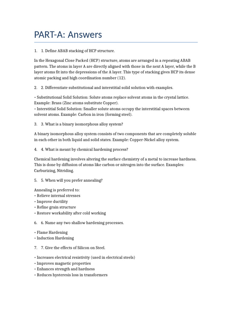 Part-A Answers Materials | PDF