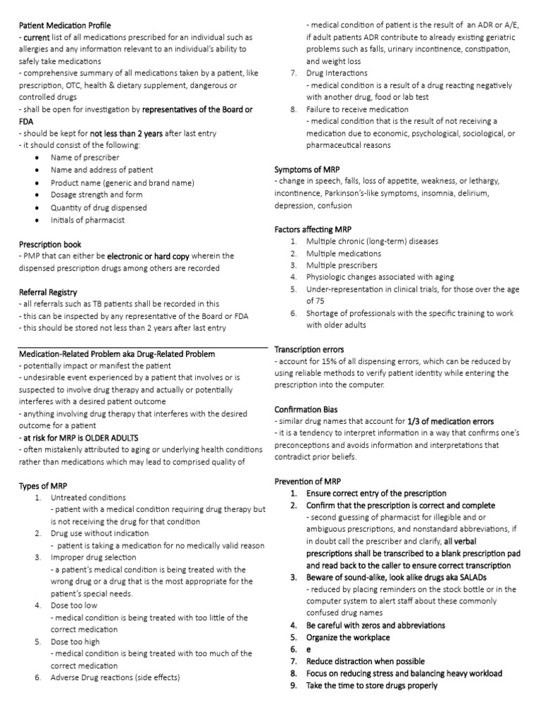Patient Medication Profile Sas 1 3 | PDF | Chemistry | Dose (Biochemistry)