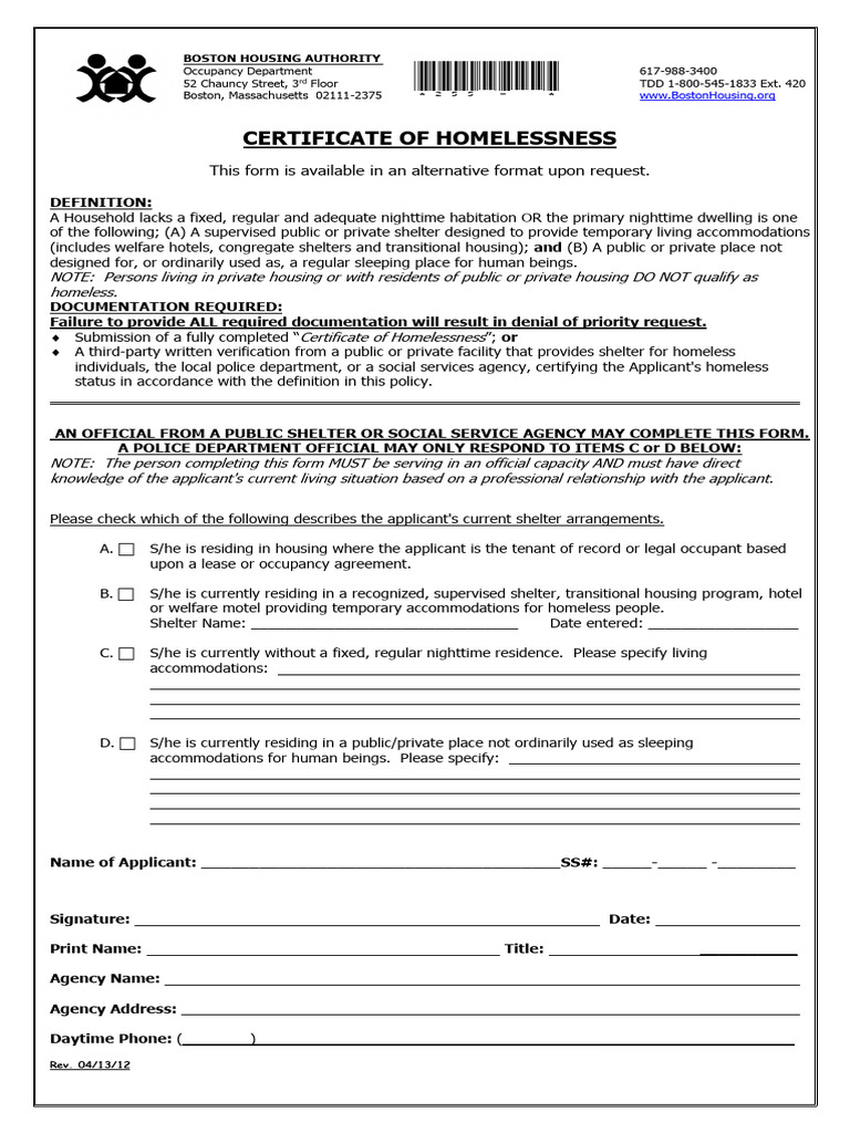 Homelessness Priority Certificate | PDF | Homelessness | Housing