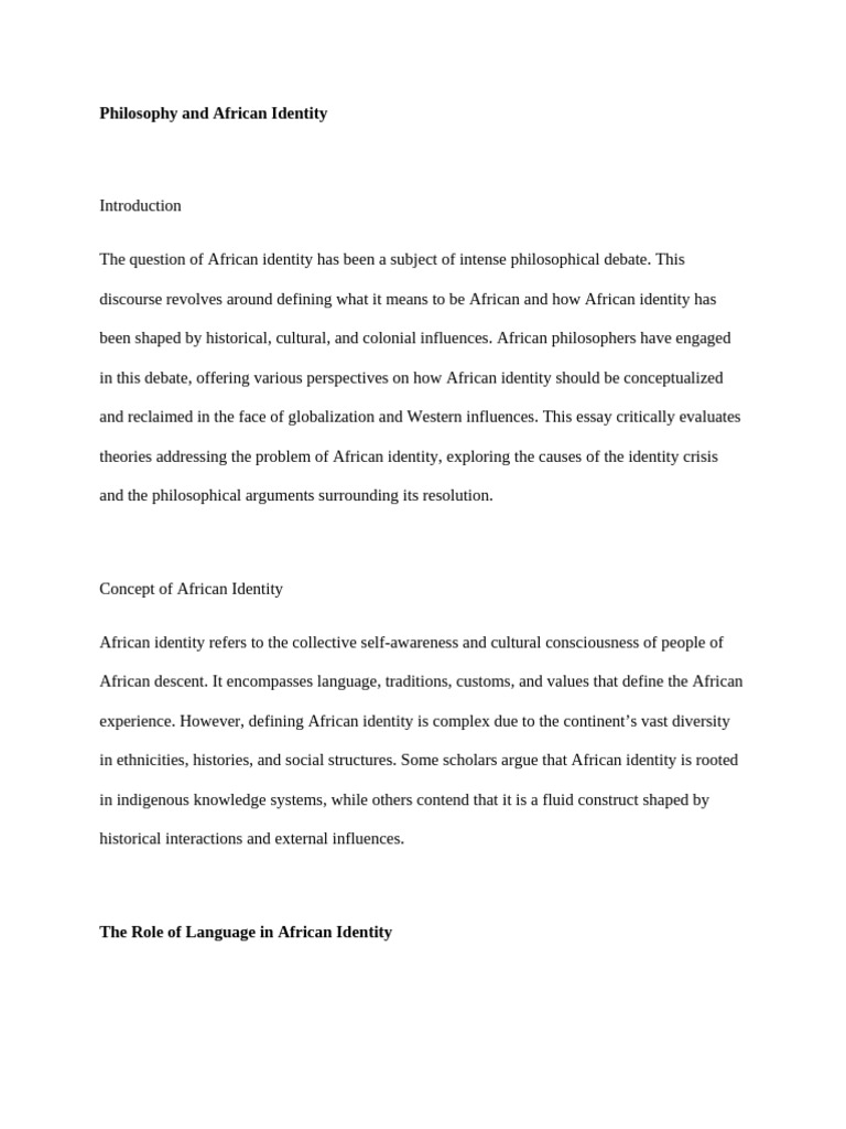 Exploring African Identity Philosophy | PDF | Identity (Social Science ...